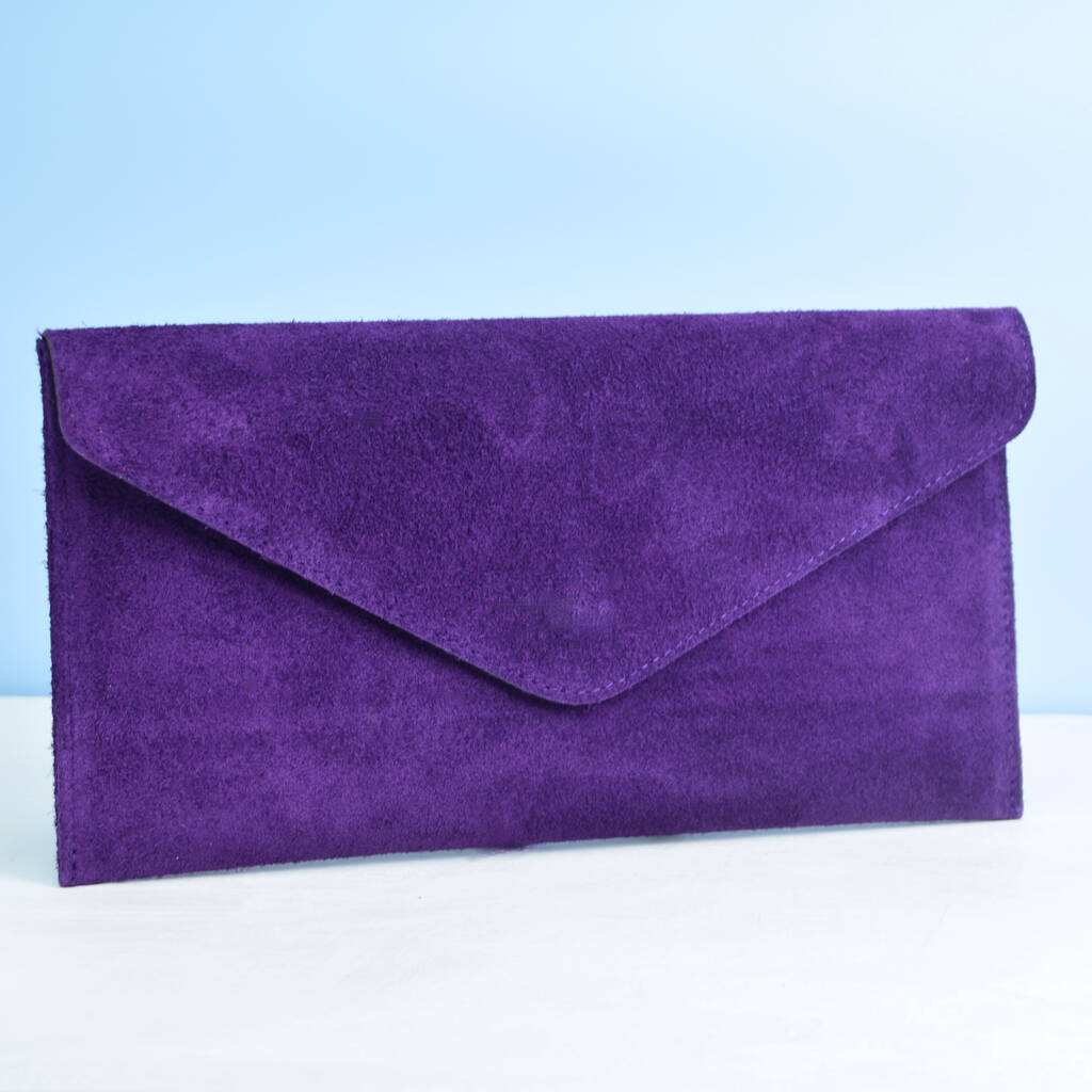 Personalised Suede Leather Envelope Clutch Bag By Penelopetom ...