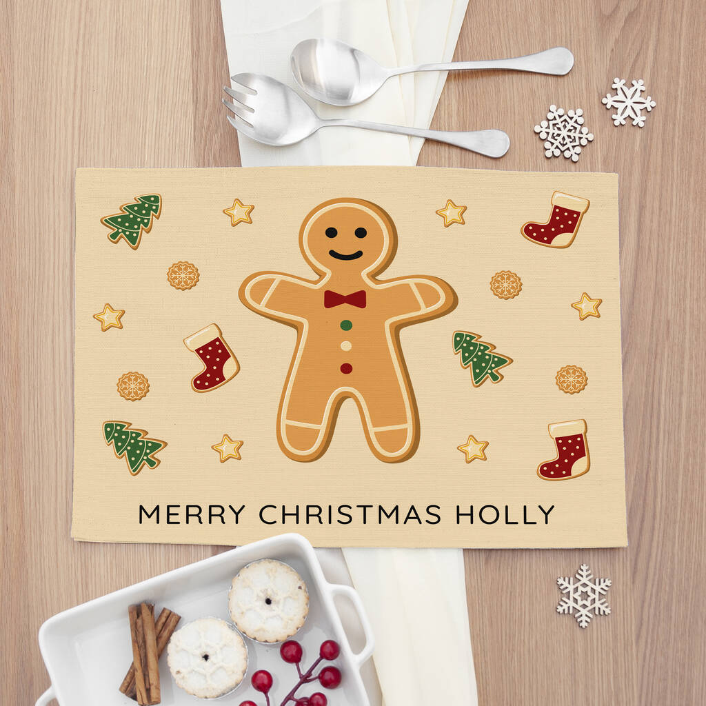 Personalised Festive Gingerbread Man Placemat By JUNGLEY