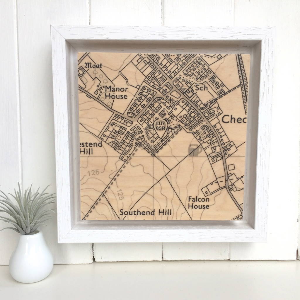 new home postcode map print on wood by northern logic ...