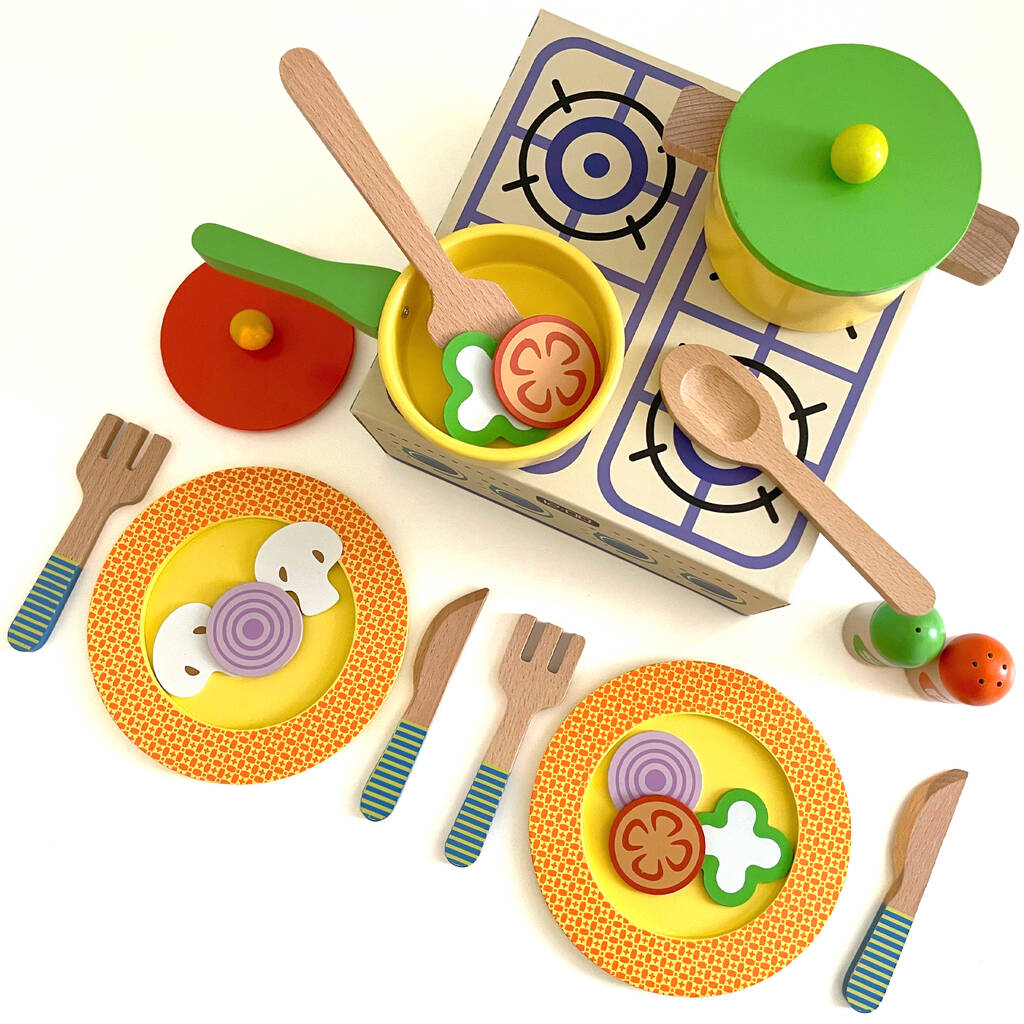 Wooden Toy Kitchen Accessories Cook And Dine Set By Bee Smart Wooden Toy Kitchen Accessories Cook And Dine Set By Bee Smart