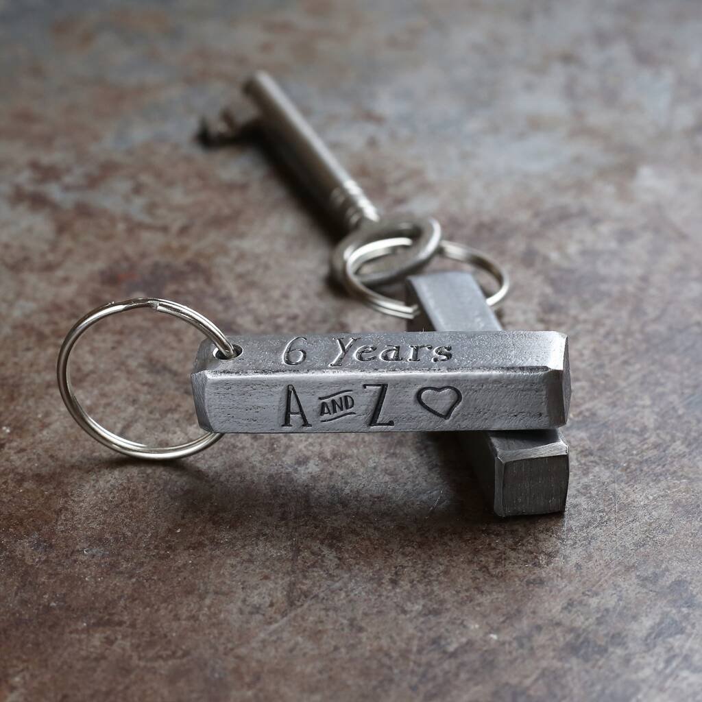 Personalised Iron Bar Keyring For 6th Anniversary By Coach House Forge ...