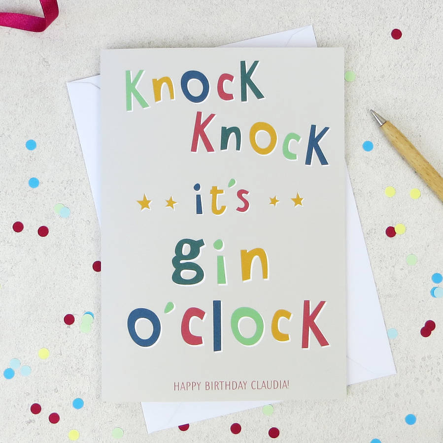 funny gin / wine / prosecco o'clock birthday card by wink design ... funny gin / wine / prosecco o'clock birthday card by wink design ...