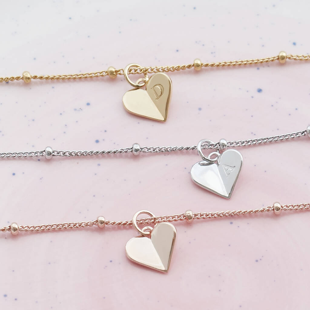 Personalised Heart Charm Bracelet Gold Plated Vermeil By Muru ...