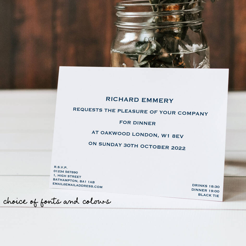 Formal Invitations In A Choice Of Colours And Fonts By Lunella ...