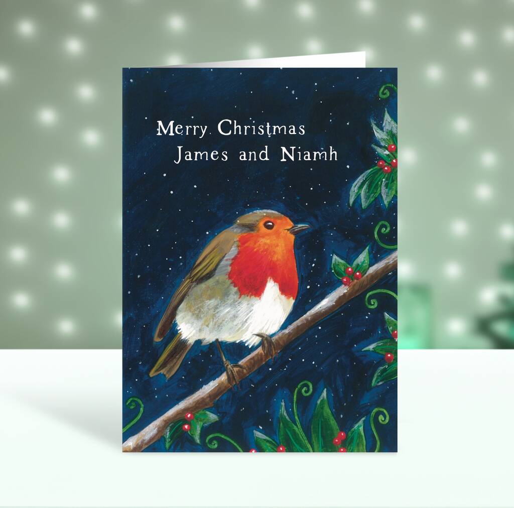Personalised Christmas Robin Card By Heidi Clawson Art ...