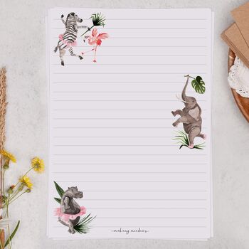 A5 Letter Writing Paper Safari Animals Dancing By Making Meadows ...