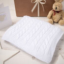 Luxury Unisex White Baby Cable Blanket By Toffee Moon ...