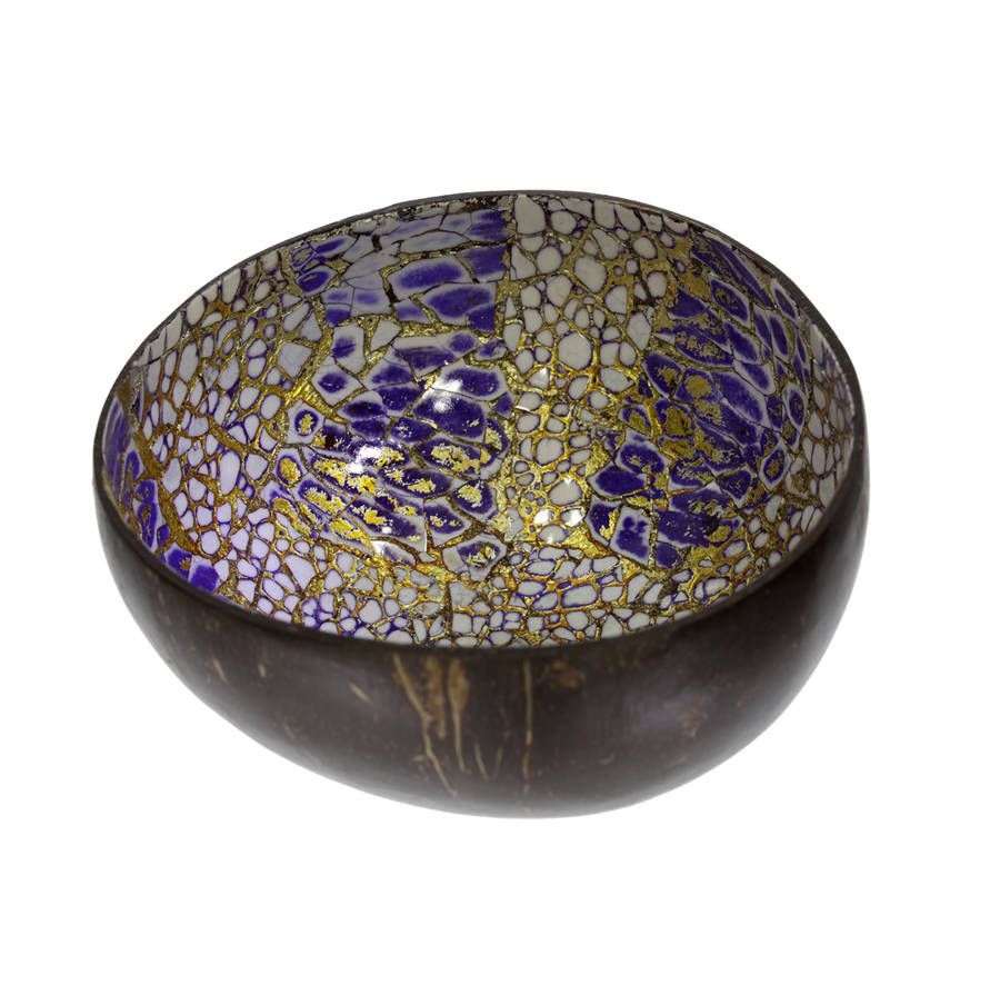 gold pattern coconut shell snack bowl by lotus direct ...