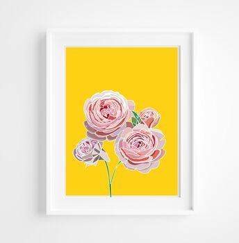 English Rose Print On Yellow By Nicola Baretta | notonthehighstreet.com
