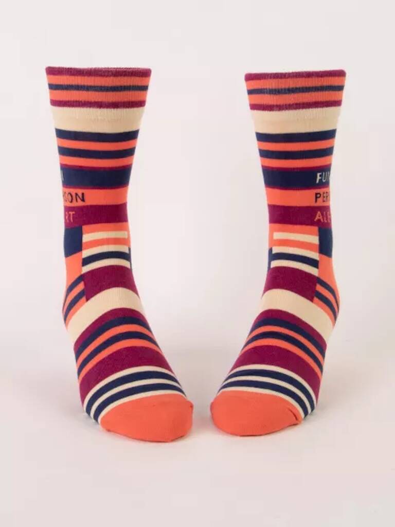 Mens 'Fun Person Alert' Striped Socks By Heliotique