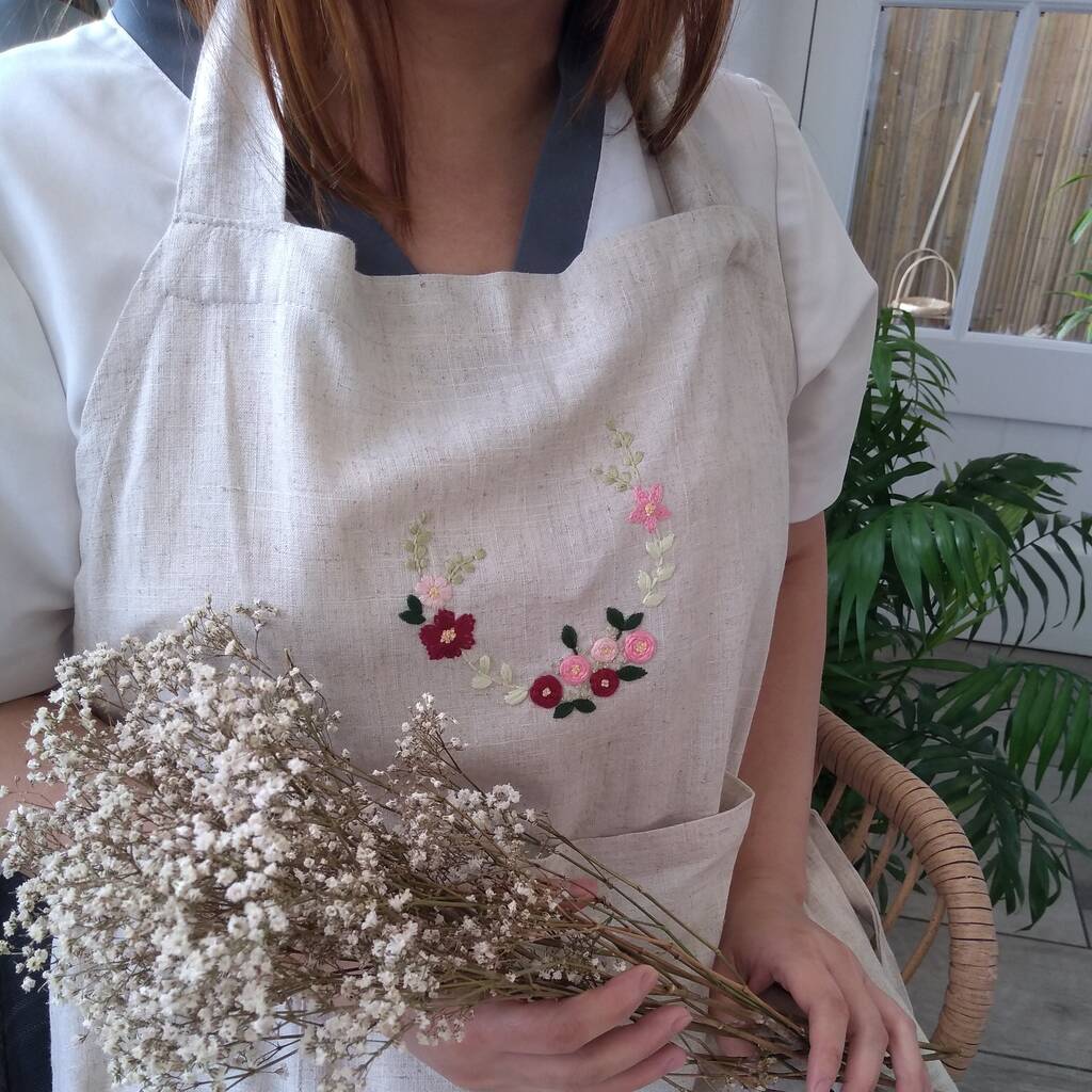 Hand Embroidery Forget Me Not Apron By Maishandmade ...