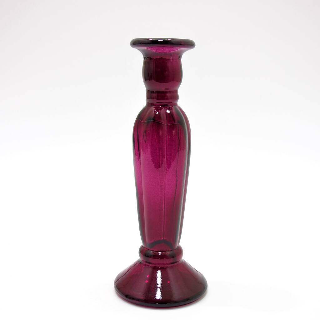 Recycled Glass Fluted Candle Stick 22cm By The Recycled Glassware Co ...