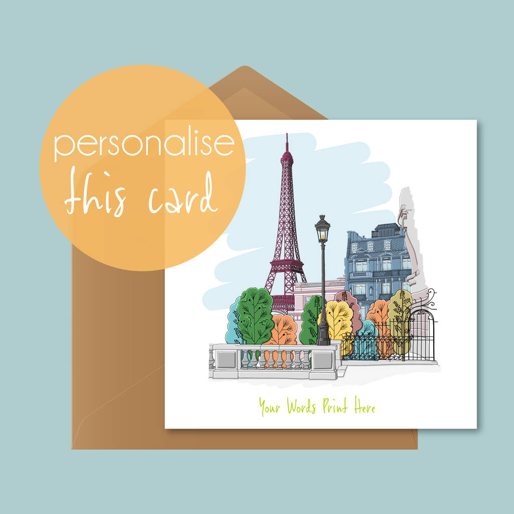 Personalised Paris Greeting Card By Moo and Snip | notonthehighstreet.com