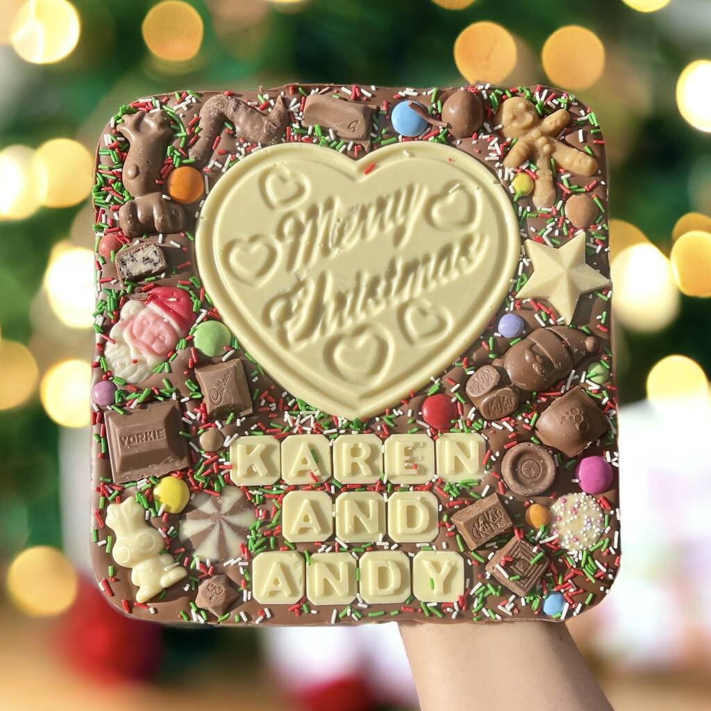 Xl Merry Christmas Personalised Chocolate Slab By Choc Til You Drop ...