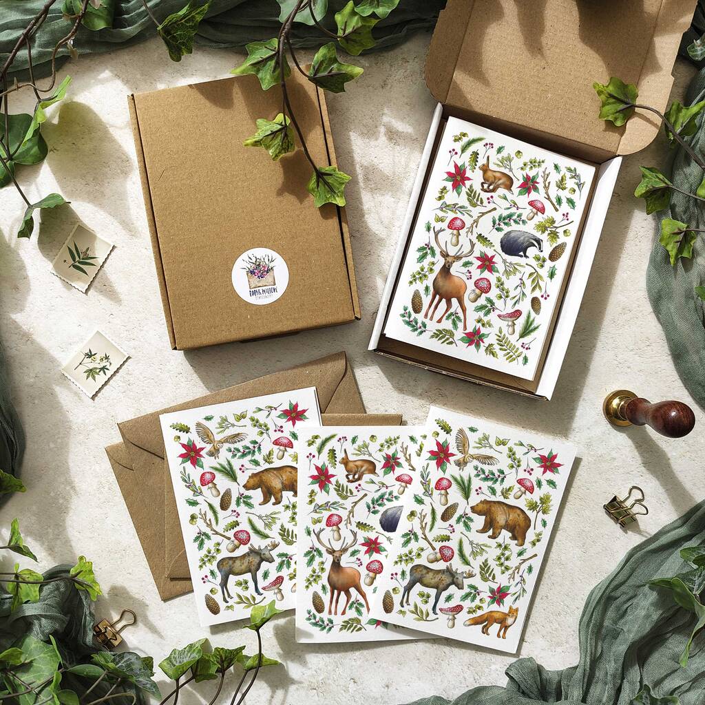 Christmas Cottagecore Woodland Card Set By Paper Willow