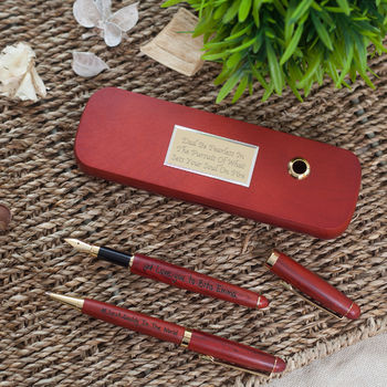 Personalised Wooden Pens Gift Set In Box By Gifts Online4 U ...