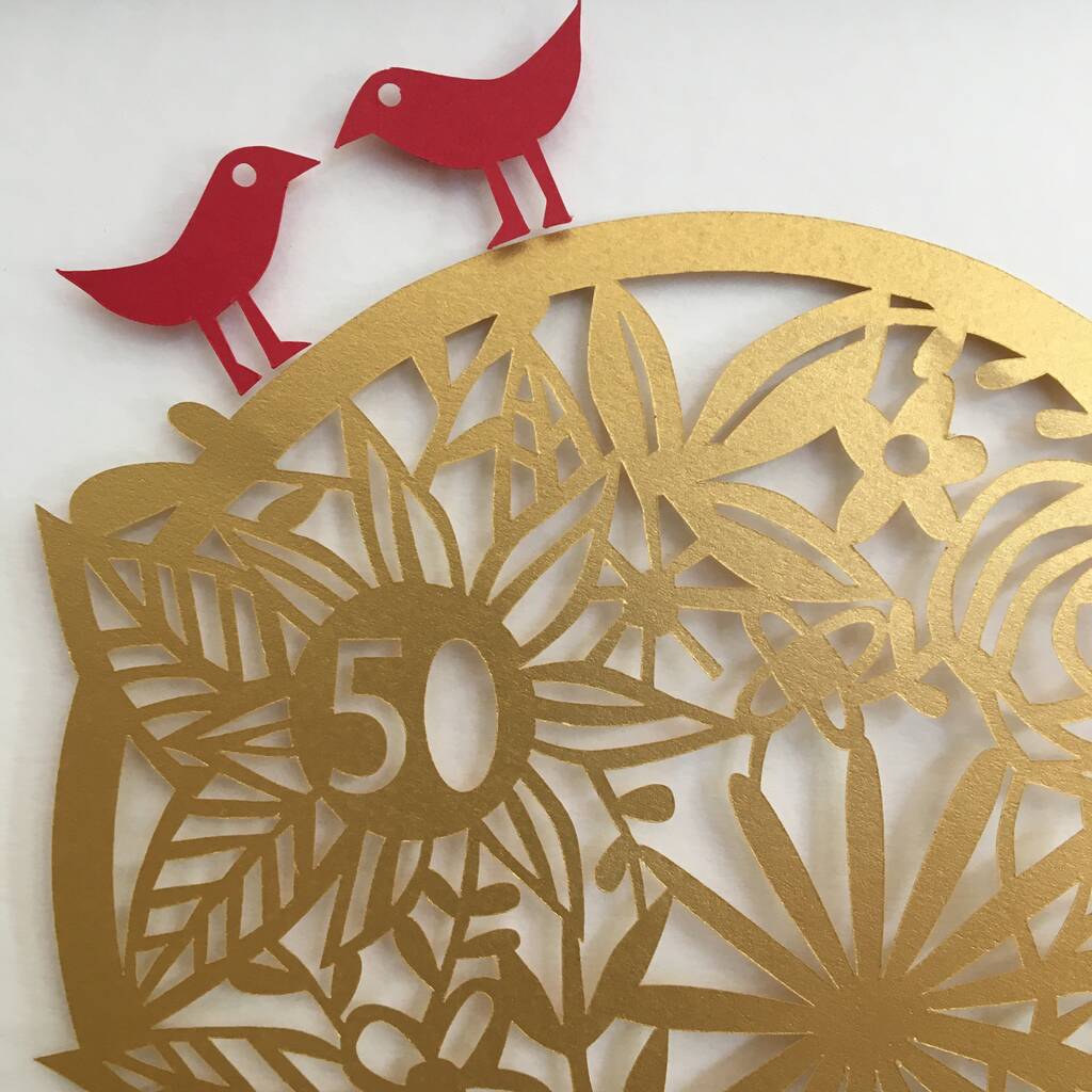 Personalised 50th Anniversary Paper Cut By Caroline Rees