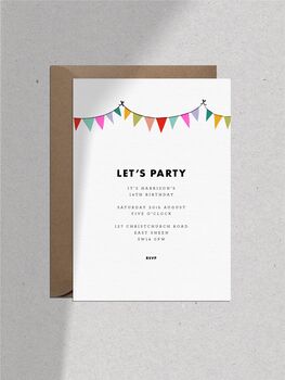 20 Bunting Personalised Birthday Party Invitations By Moaglea ...