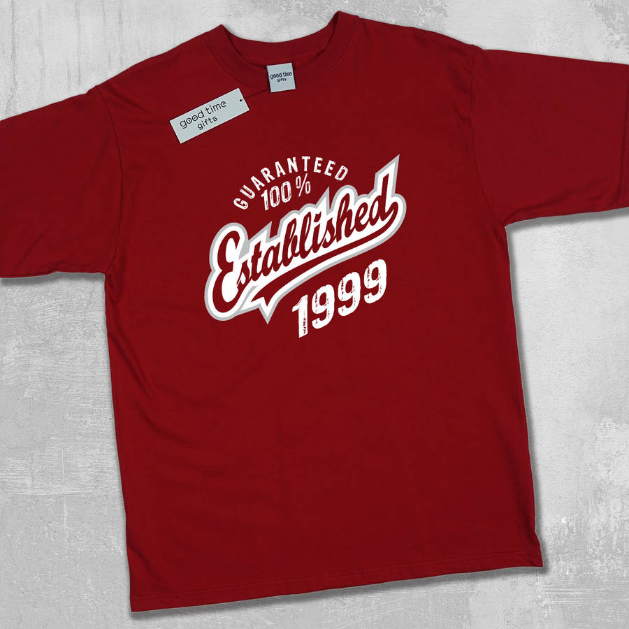 'established 1999' 18th birthday t shirt by good time gifts ...