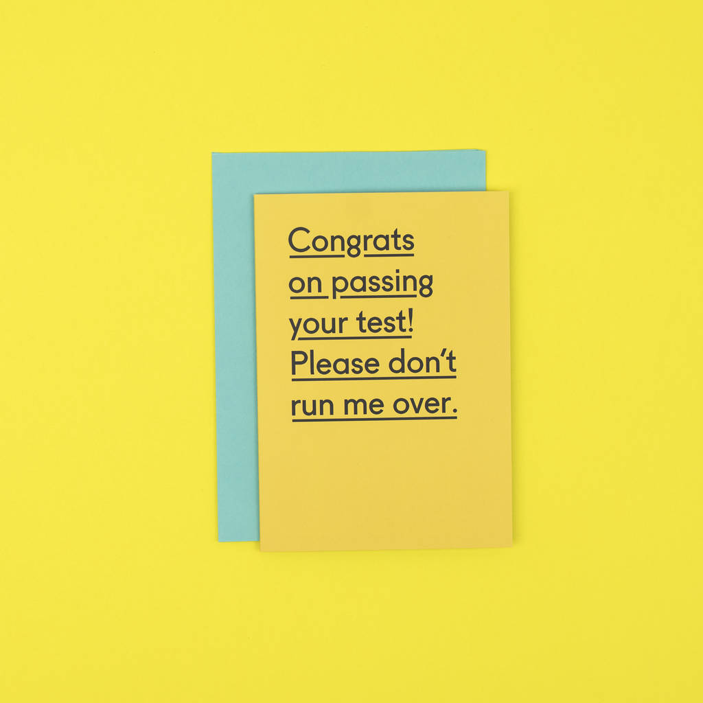 'please don't run me over' driving test card by twin pines creative ...