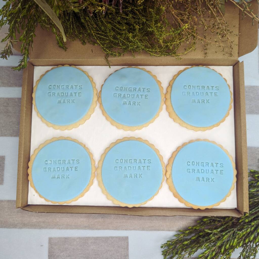 Personalised Iced Graduation Biscuits Box By The Biskery