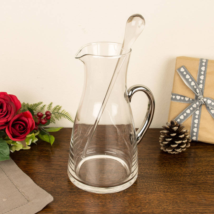 Glass Handled Serving Jug With Stirrer By Dibor