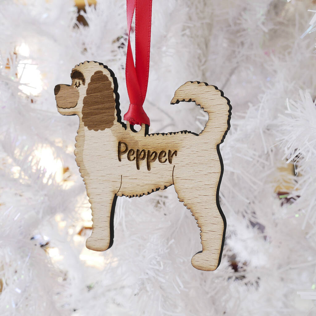 personalised wooden labradoodle christmas decoration by hoobynoo ...
