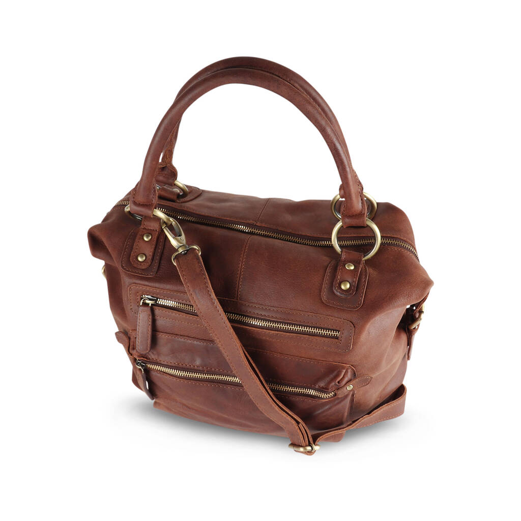 Hampton Leather Handbag Tote With Zip Pocket By The Leather Store ...