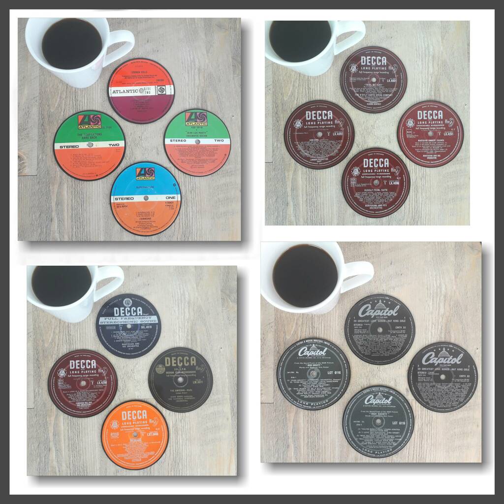 Set Of Four Vinyl Record Coasters Albums By Vinyl Village