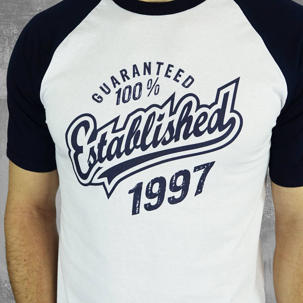 personalised 'established' birthday year t shirt by good time gifts ...