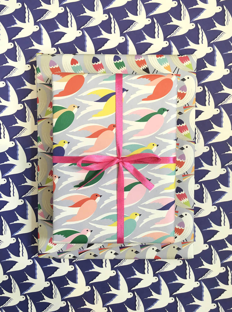 bird print wrapping paper, gift wrap collection by elvira van ...