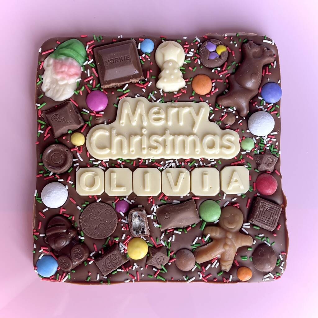 Merry Christmas Personalised Chocolate Slab By Choc Til You Drop ...