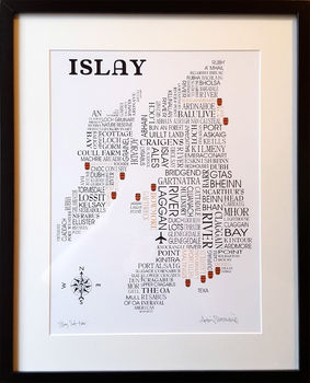 Islay Whisky Word Map By Adrian Mc Murchie | notonthehighstreet.com