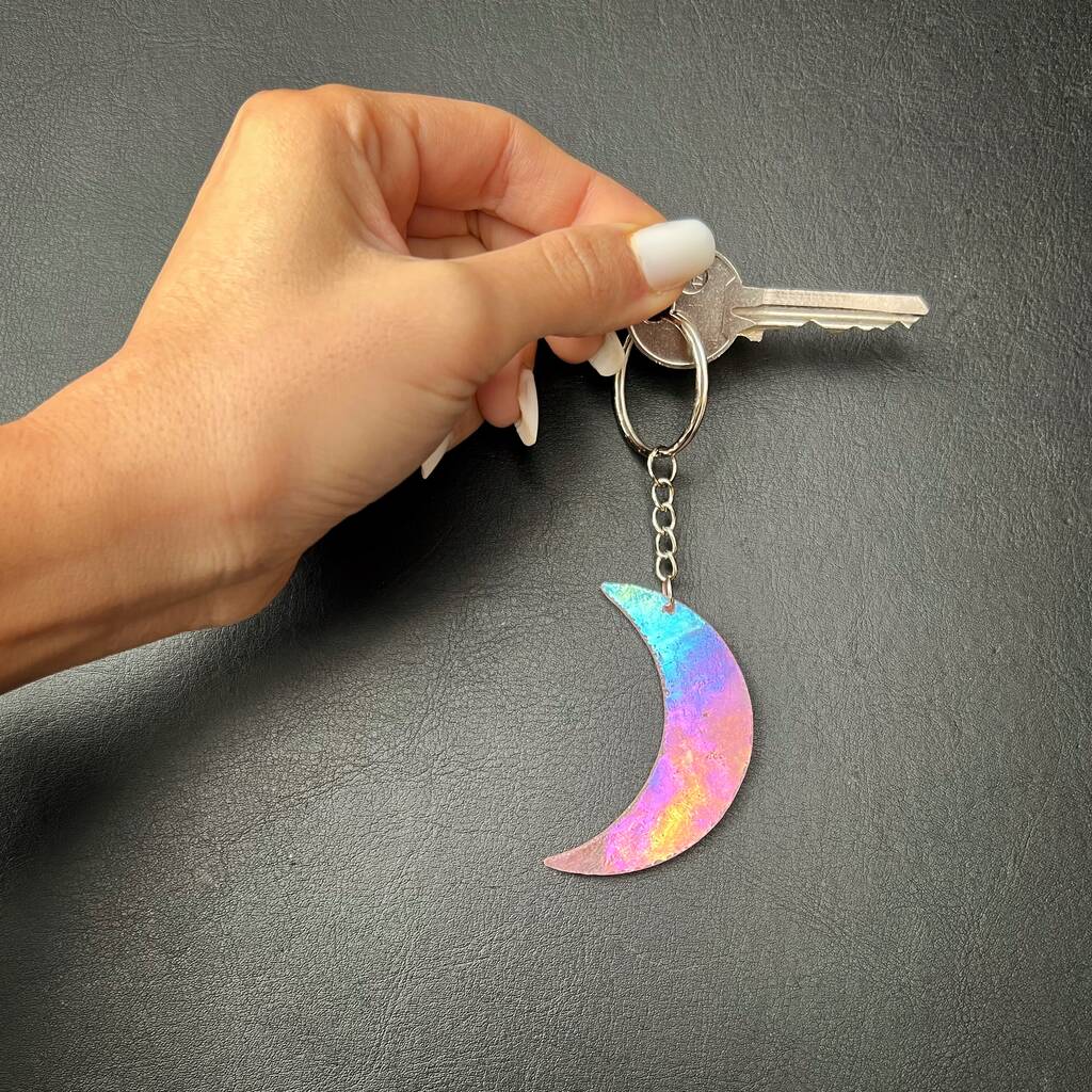 Glass Moon Keyring By MMC Glass