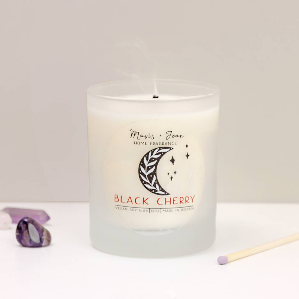 Black Cherry Scented Soy Wax Candle In Glass Jar By Rebecca Kitching ...