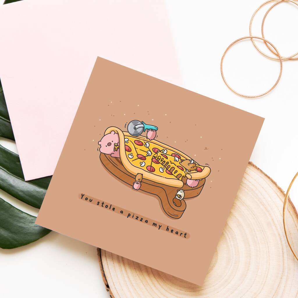 Cute Pizza Greetings Card By Toastedink