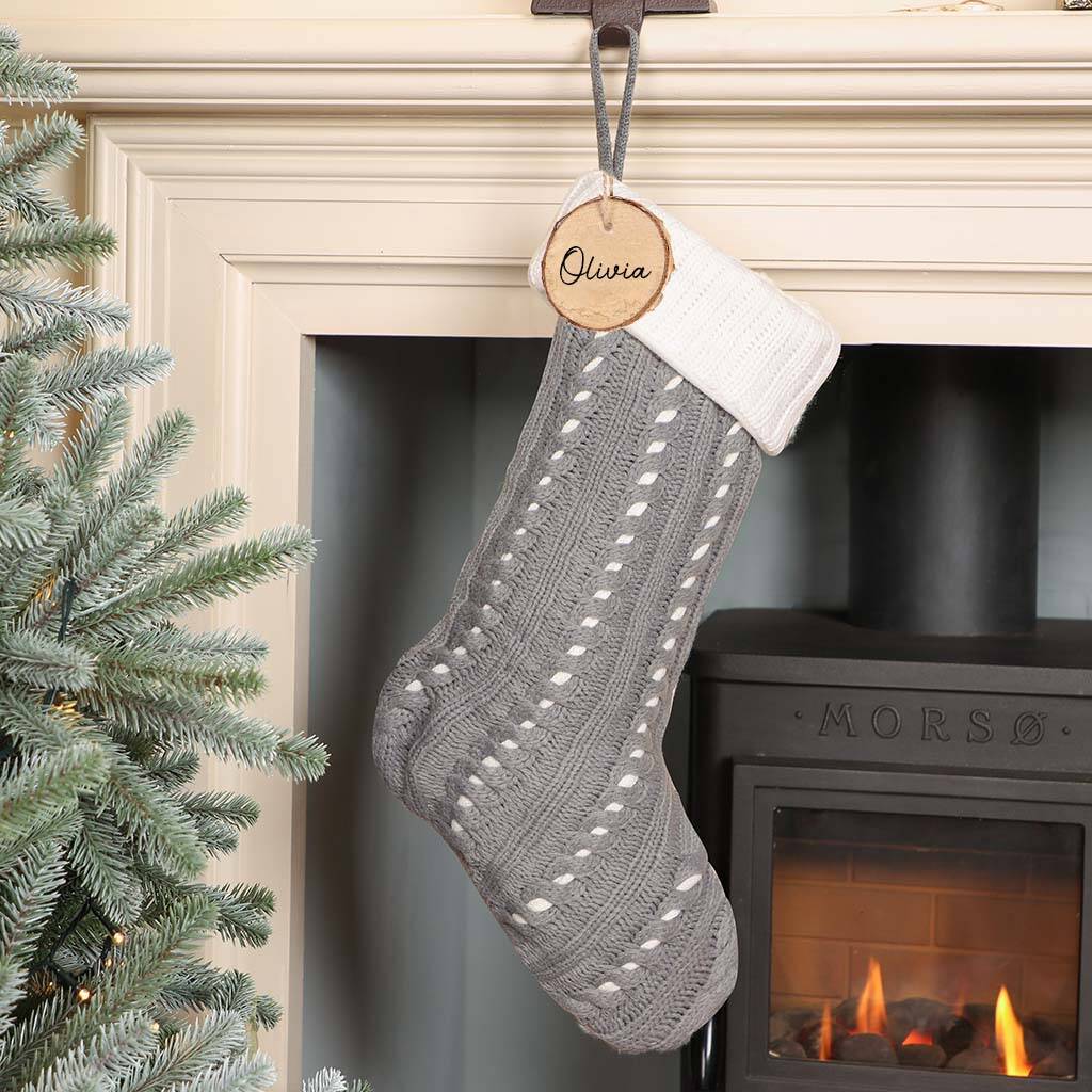 Personalised Nordic Grey Chunky Knit Stocking By Dibor ...