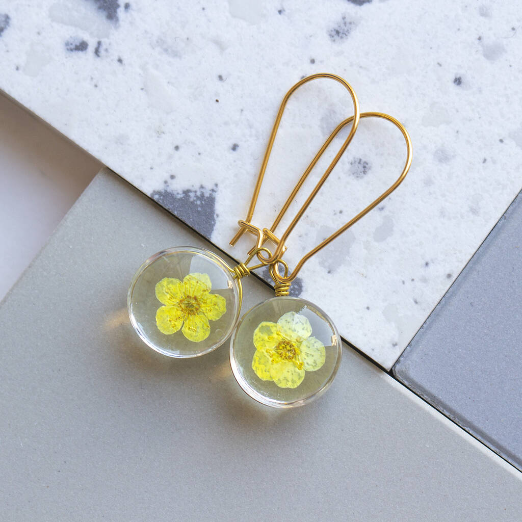 Eternal Pressed Flowers Encapsulated Earrings By Studio Hop ...