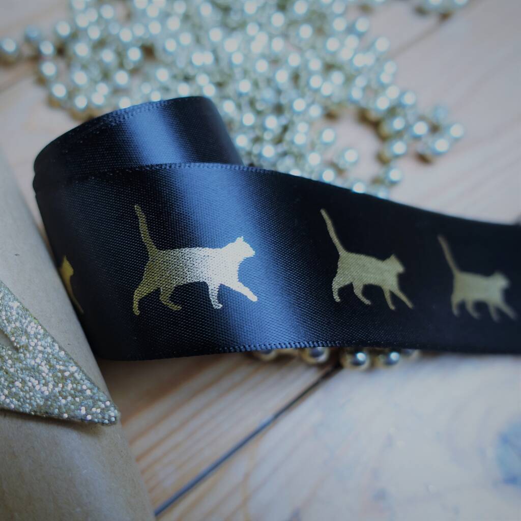 Navy Blue Cat Ribbon By Yellow Green Blue | notonthehighstreet.com