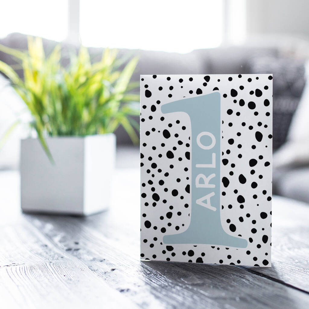 Spotty Personalised 1st Birthday Card In Seven Colours By Lunella ...