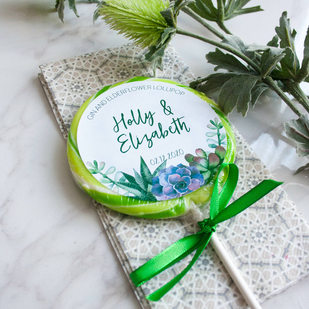 Succulent Theme Wedding Favour Giant Lollipops By Holly's Lollies ...