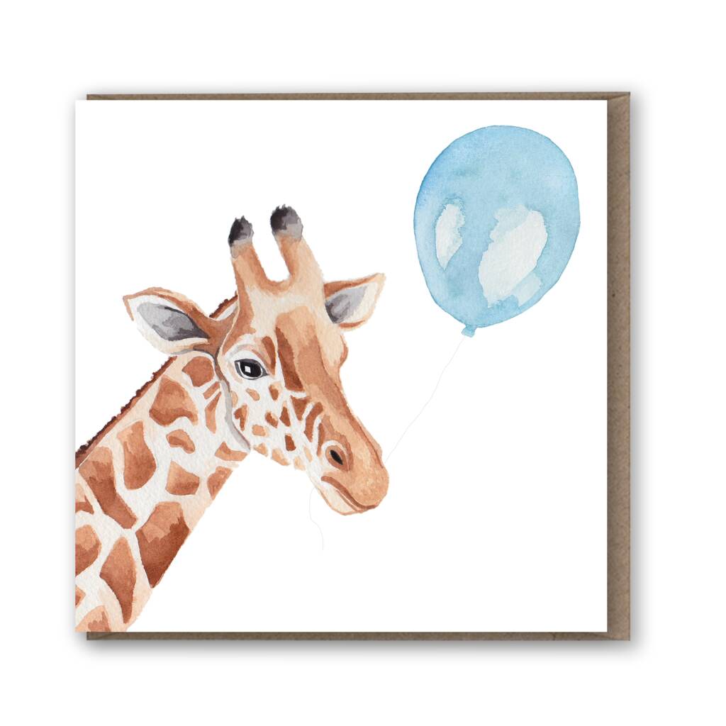 Giraffe With Balloon Card By lil wabbit | notonthehighstreet.com