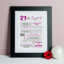 21st Birthday Print 'year You Were Born' By Lisa Marie Designs ...