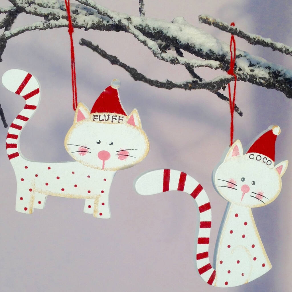 Personalised Wooden Cat Christmas Decoration By Pink Pineapple Home ...