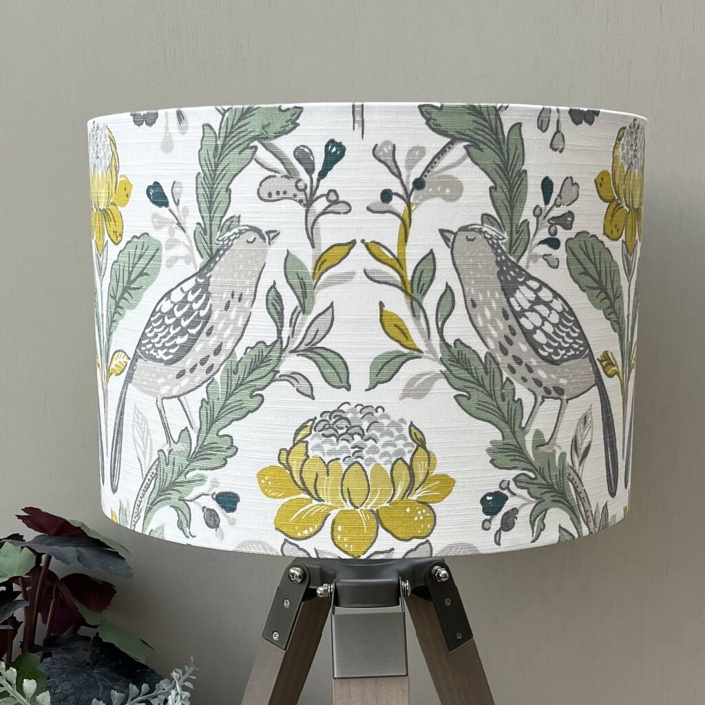 Green And Yellow Bird Lampshade By Eve Scott Lighting