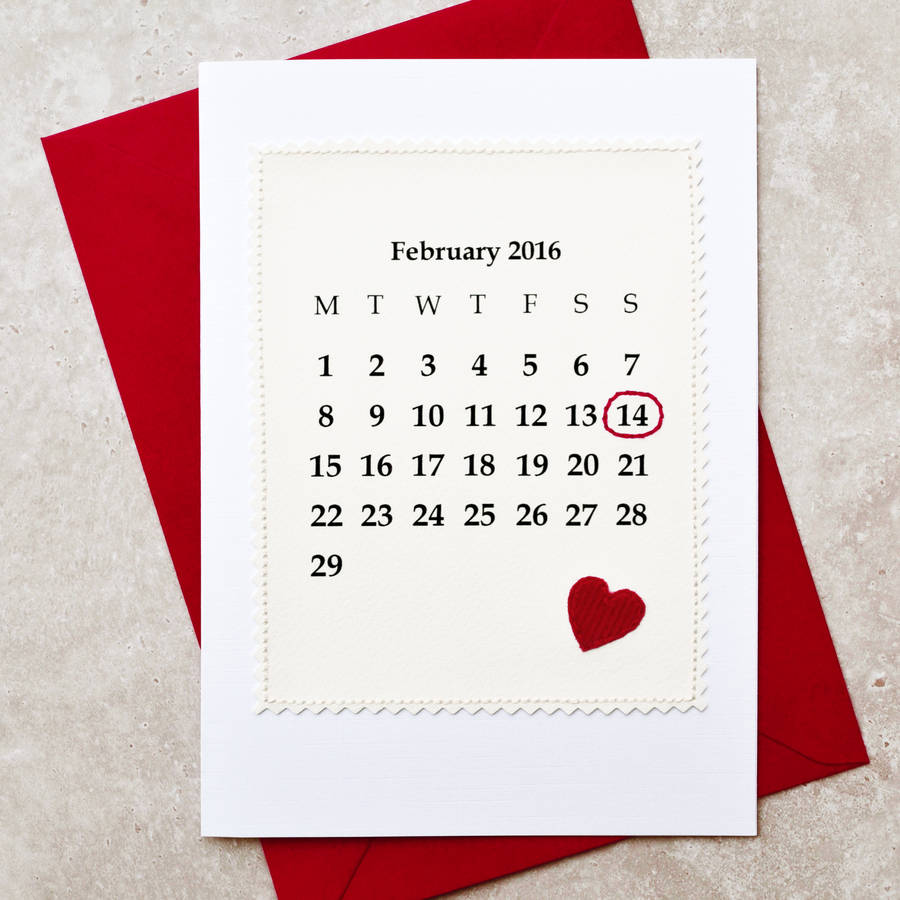 'Calendar' Handmade Valentines Card By Jenny Arnott Cards & Gifts