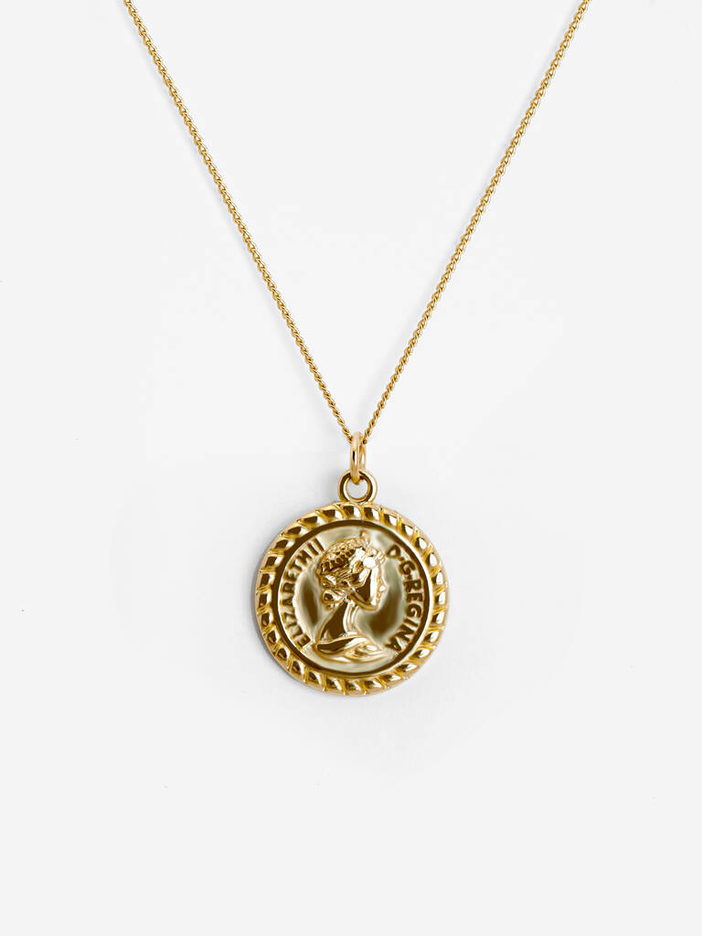 Gold Necklace With Reversible Coin Pendant, Ancient Roman Pendant By MUCHV