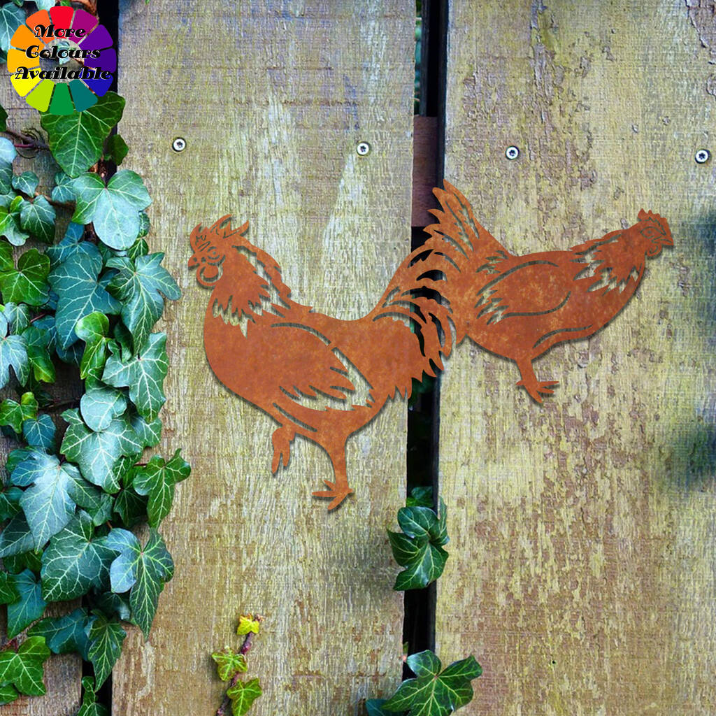 Rusty Hen Chicken Garden Decor Chicken And Rooster Art By Duke Craft ...
