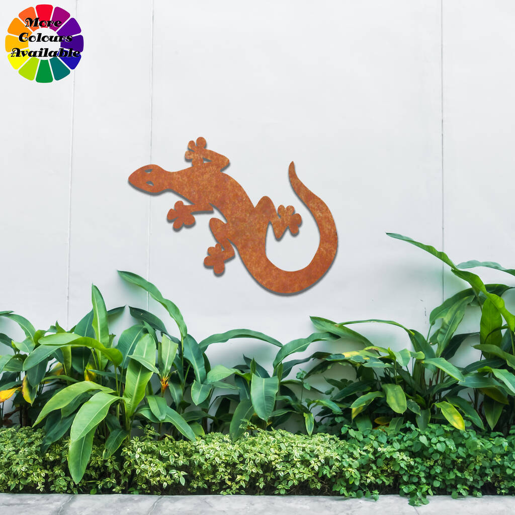Garden Wall Sculpture Metal Gecko Lizard Art By Duke Craft ...