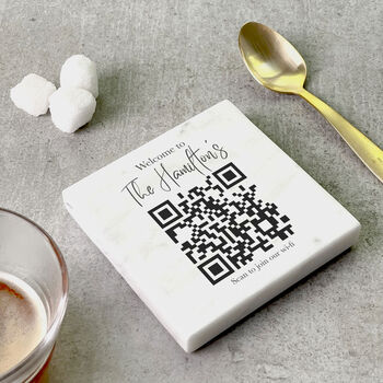Personalised Wifi Qr Code Coaster By The Rustic Dish ...